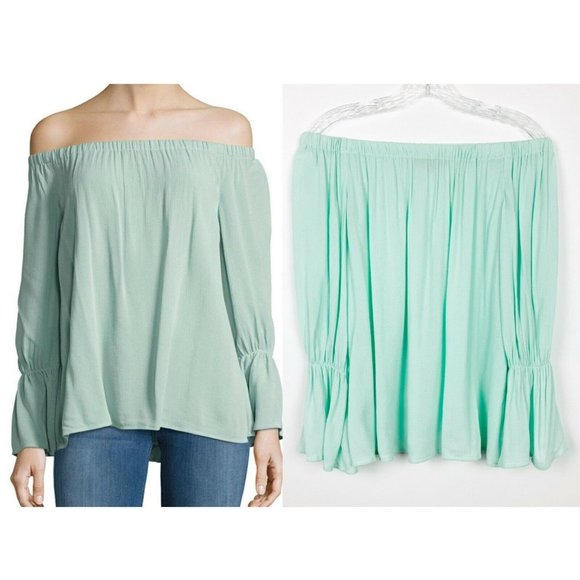 Sanctuary | Tops | Mint Green Off Shoulder Airy Bell Sleeve Topxs ...
